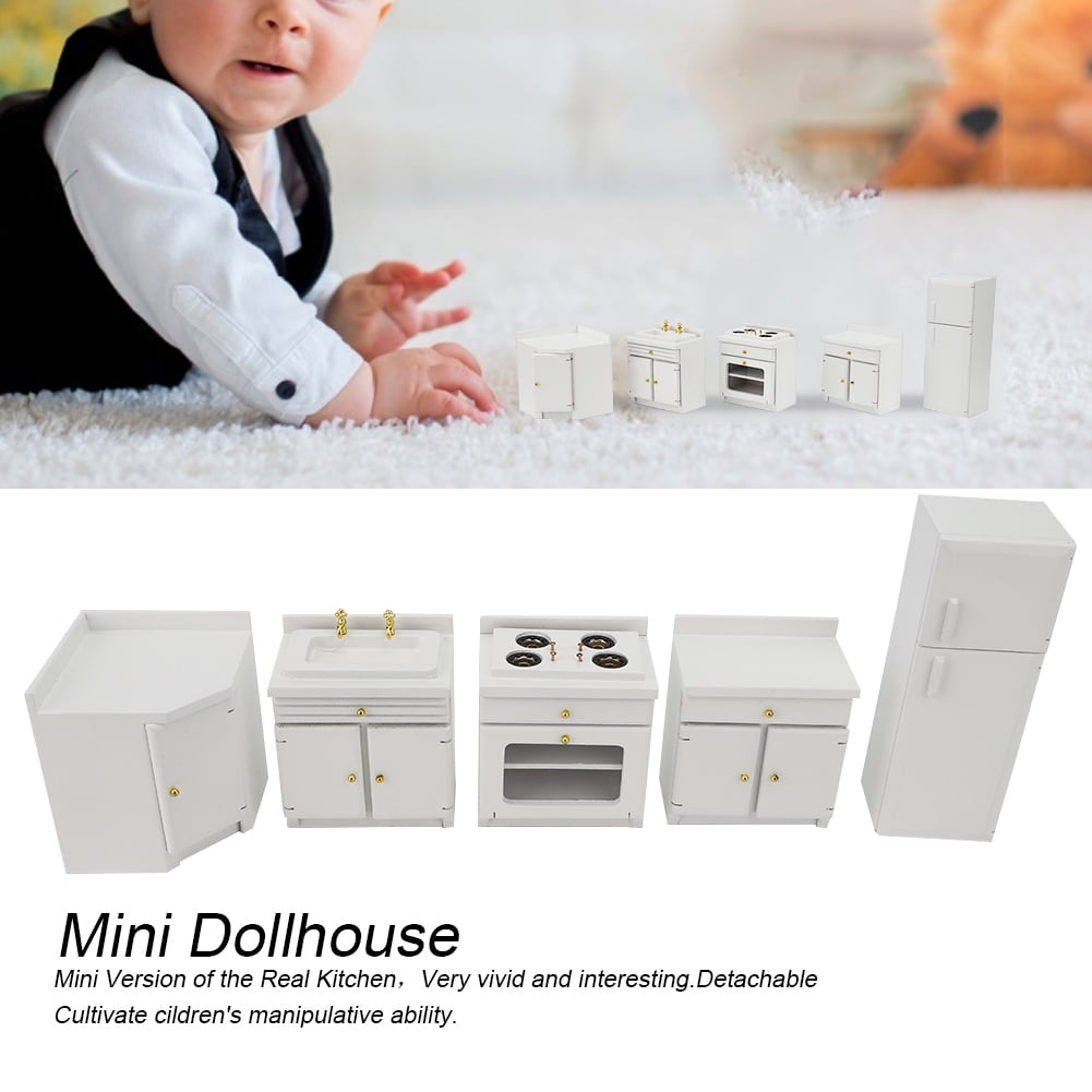 1 : 12 Mini Wooden Dollhouse Integral Kitchen Furniture Miniature ...