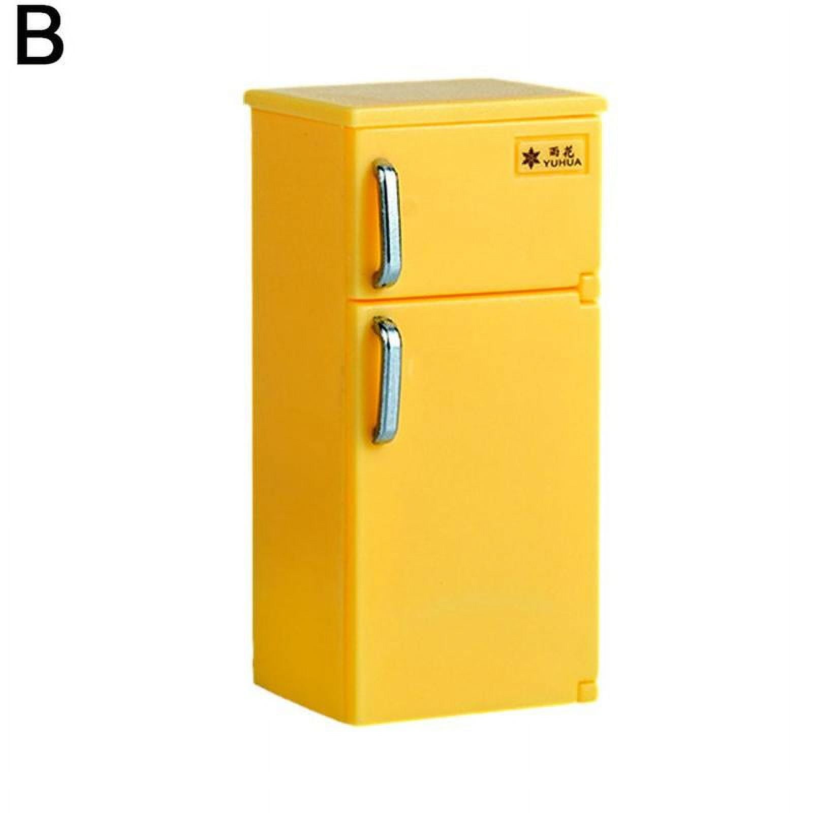 1/12 Miniature Fridge Retro Dollhouse Kitchen Plastic Fridge Freezer ...