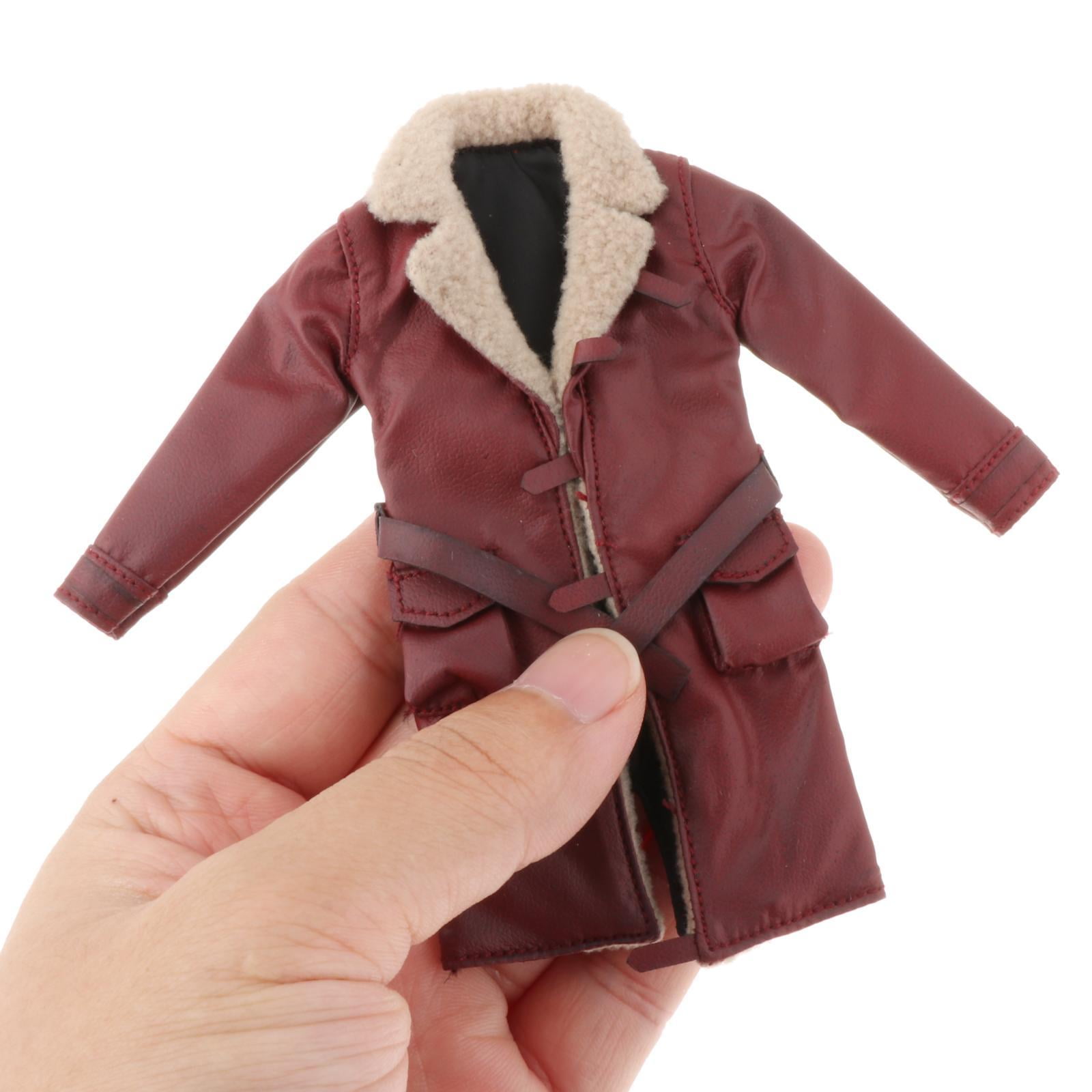 1/12 PU Leather Male Trench Coat Costume Casual Retro Miniature ...