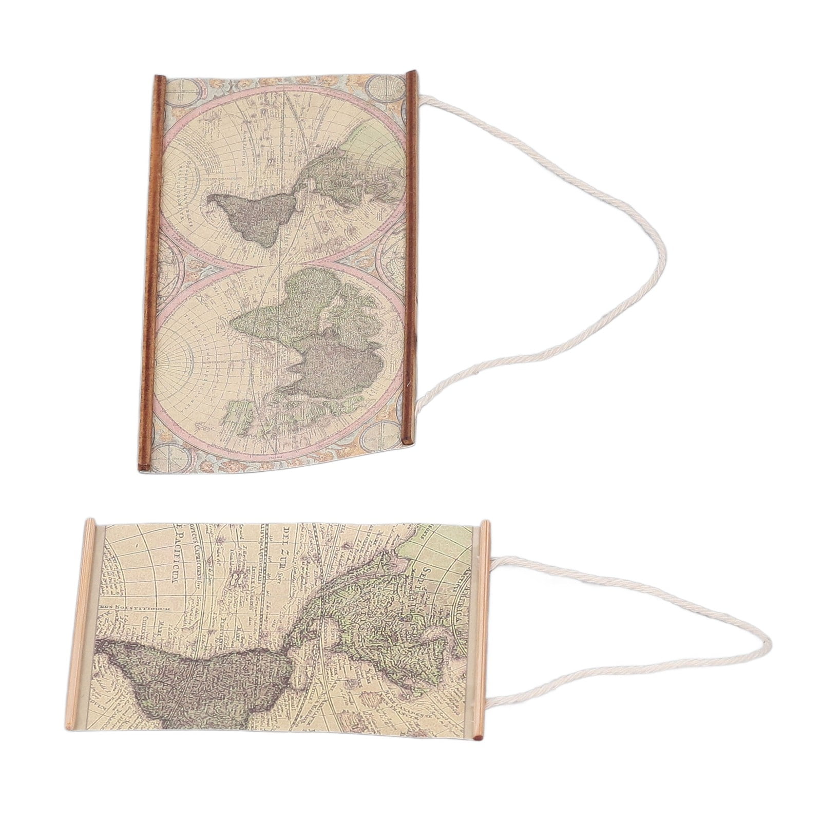 1:12 Scale 2pcs Mini Wall Chart World Map Clear Printing Safe Doll ...