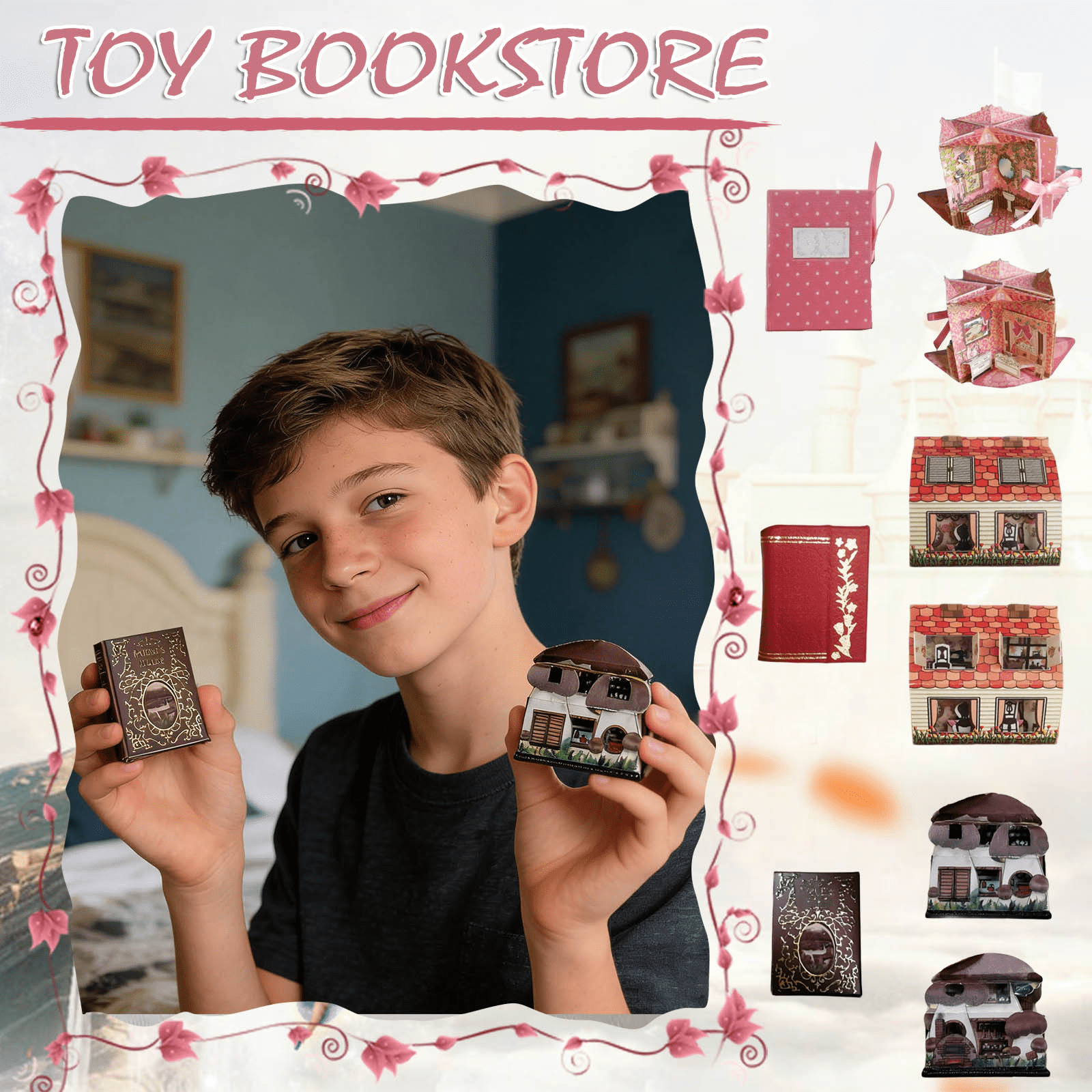 1:12 Scale Foldable Mini Toy Bookstore Decor - Handmade Realistic ...