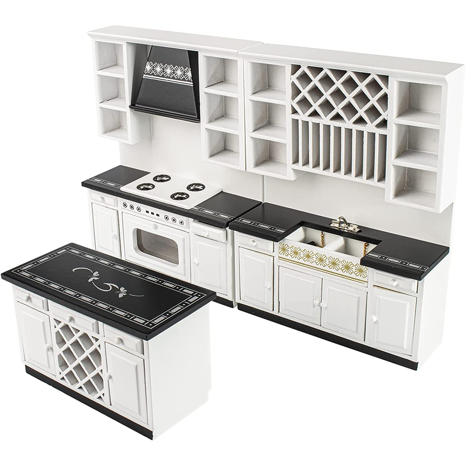 1:12 Scale Mini House Wooden Furniture Miniature Kitchen Cabinet Mini ...