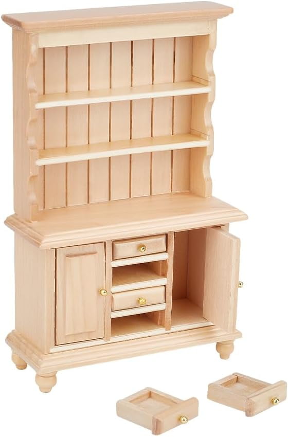 1/12 Scale Miniature Wooden Bookshelf 3 Layers Miniature Bookcase for ...