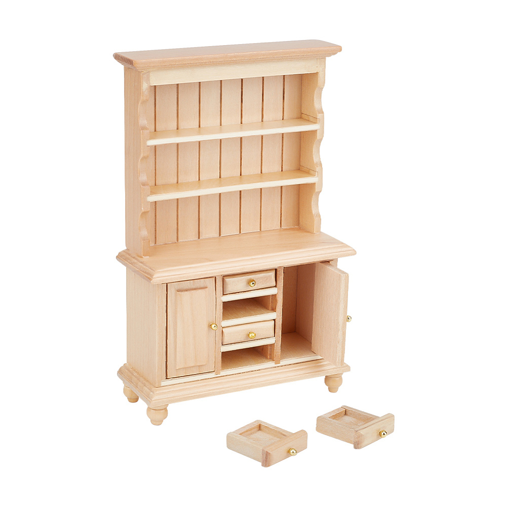 1/12 Scale Miniature Wooden Bookshelf 3 Layers Miniature Bookcase for ...