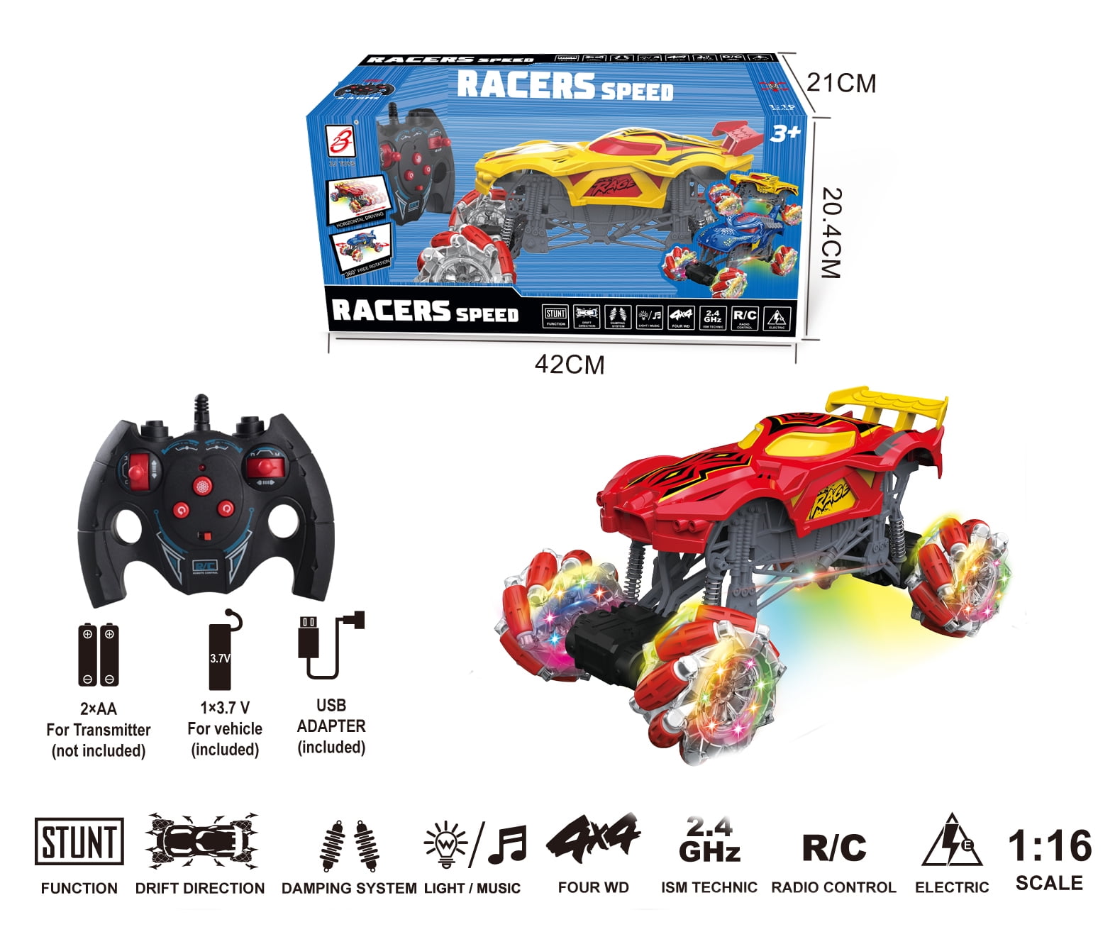 1:12 Scale Remote Control RC Cars For Kids Monster SUV High Speed ...