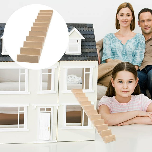 1PC 1/12 Mini House Staircase Miniature Wooden Stairs Without Handrail ...