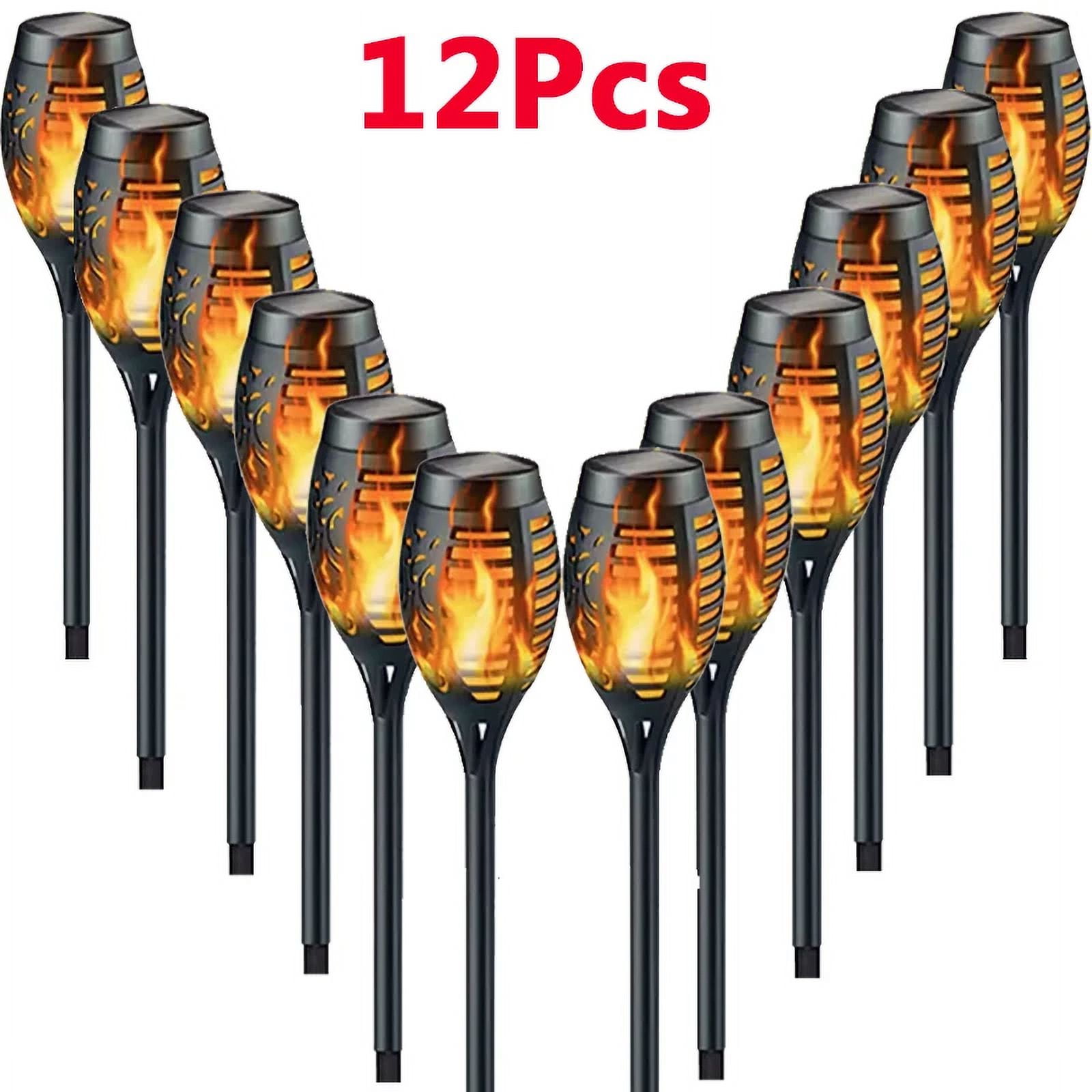 1-12PCS 12LED Solar Flame Torch Light Flickering Light Waterproof ...
