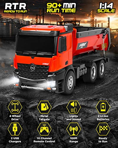1:14 Scale Large Remote Control Dump Truck for Boys and Adults ...