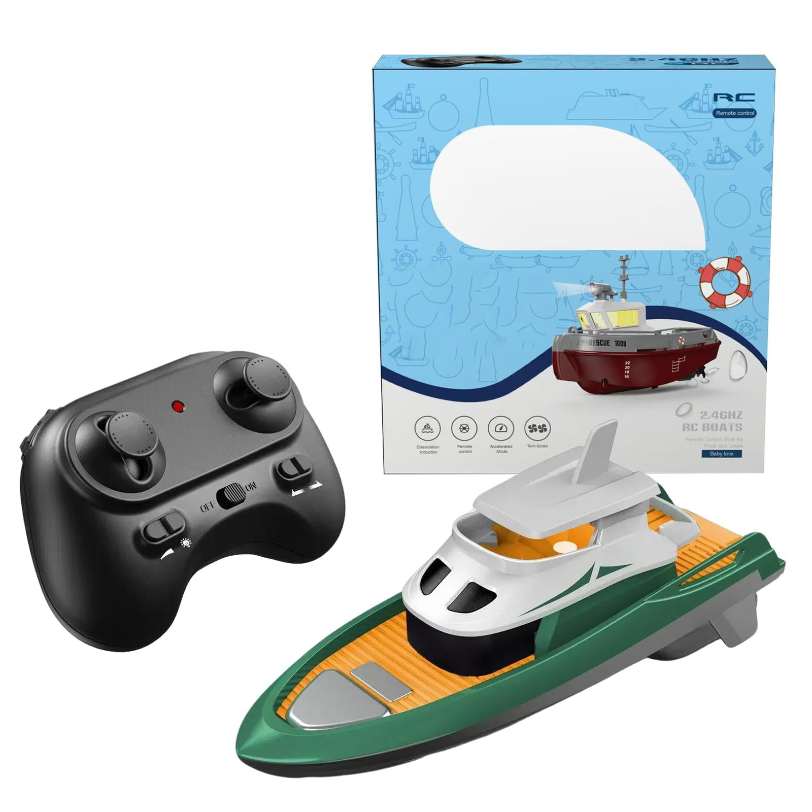 1/144 Scale Mini RC Tugboat, 2.4GHz RC Boat with LED Lights, USB ...