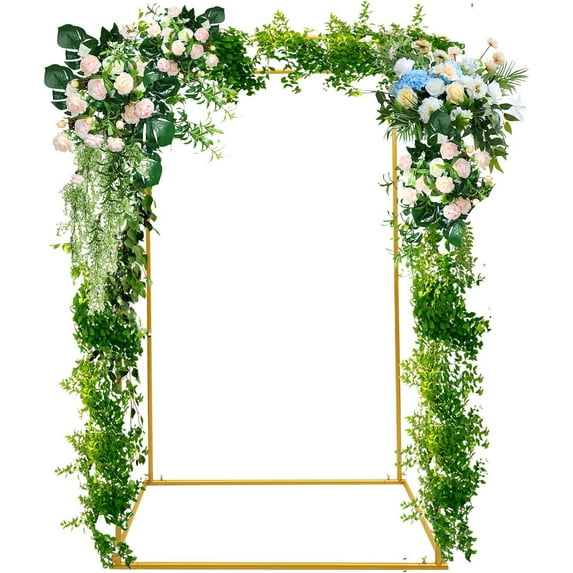 1.14M×1.8M Decorative Wedding Square Arch w/Bases, Gold Double-Tube ...
