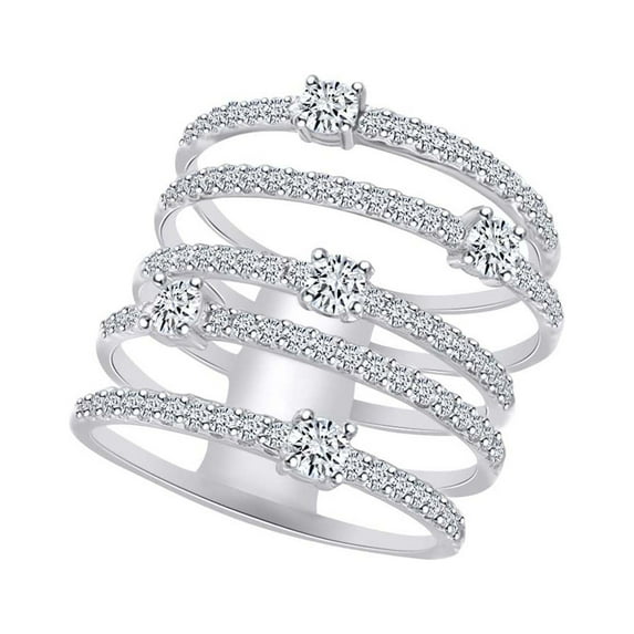 AFFY 1.15 Carat (Ctw) Round Shape White Natural Diamond Five Row ...