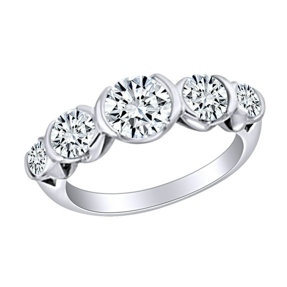 AFFY 1.15 Carat (Ctw) Round Shape White Natural Diamond Five Stone ...