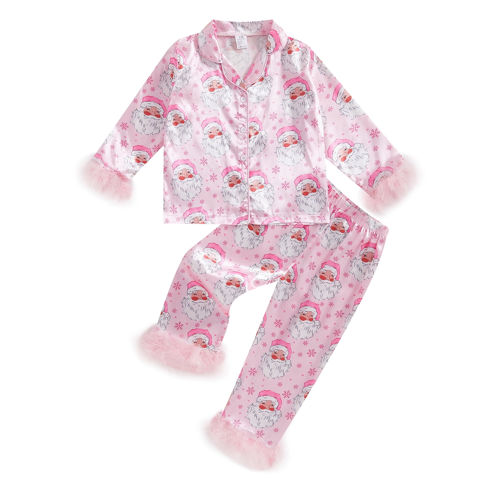 1-15 Years Kids Girls Christmas Pajamas 2 Piece Set Long Sleeve Feather ...
