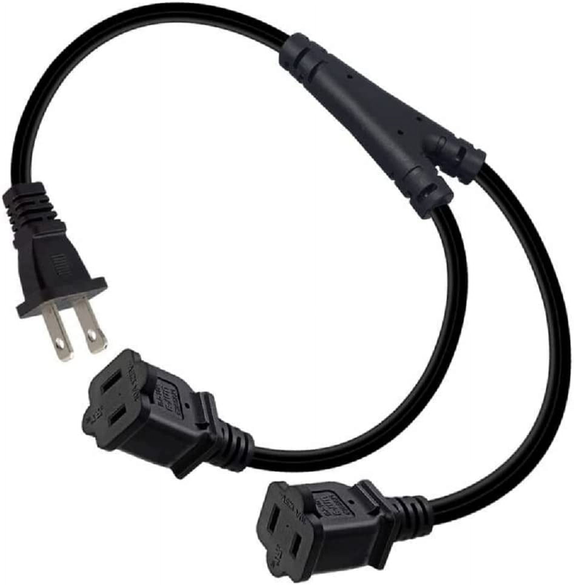 1-15P to Dual 1-15R Splitter Cord,2-Prong Extension Cord US AC 2-Prong ...