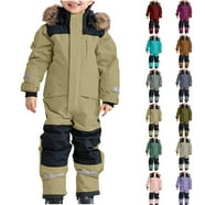 Kid's Baby Boy and Girl's One Piece Snowsuit Hooded Artificial Fur Ski Jumpsuit Waterproof Ski ...
