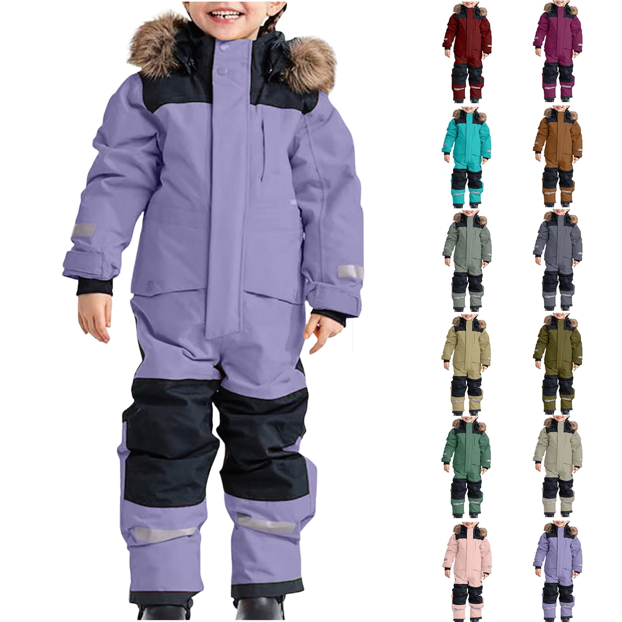 1-15Years Toddler Snowsuit Kids Ski Suit Baby Winter Coat Kids Girls Boys Colorful Siamese ...