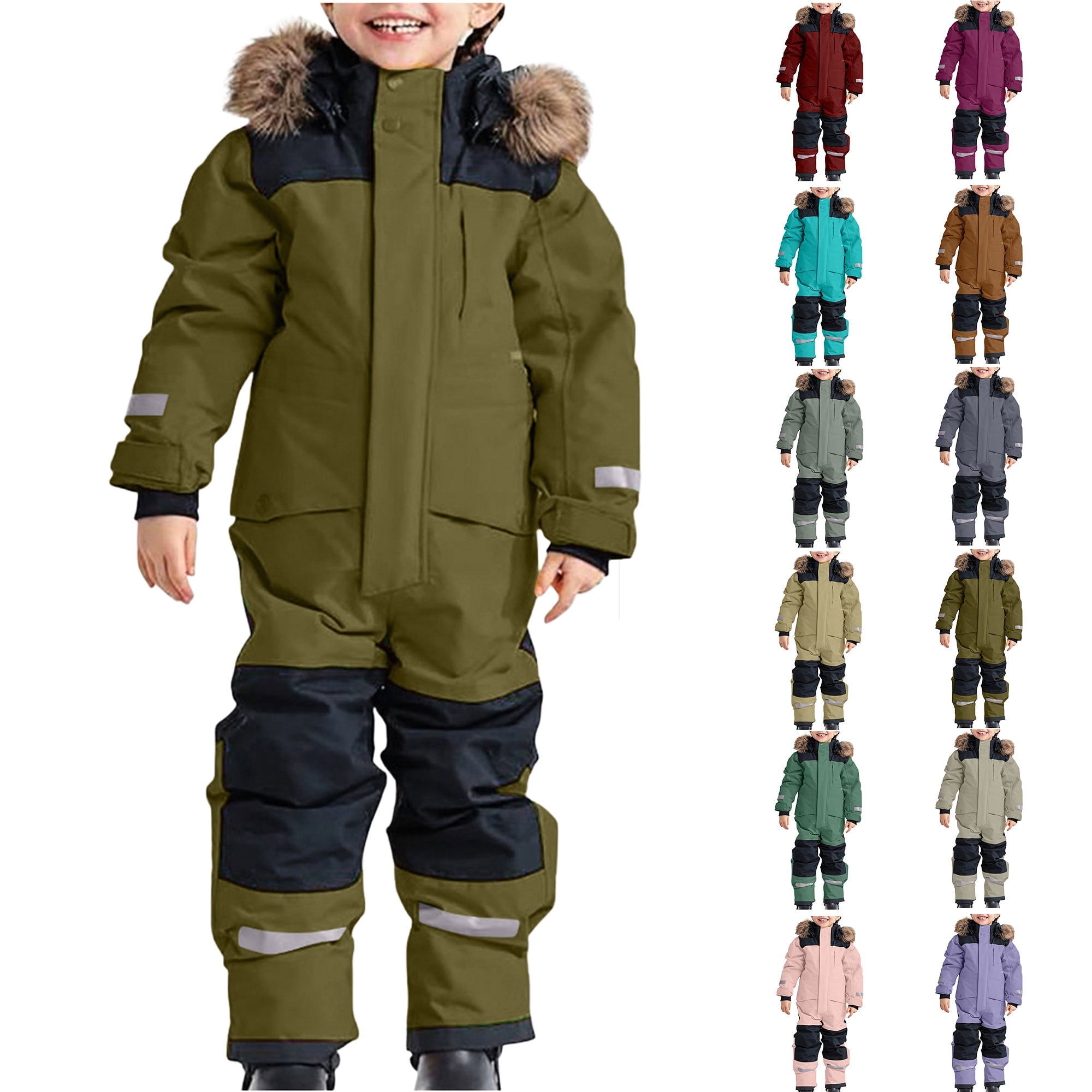 1-15Years Toddler Snowsuit Kids Ski Suit Baby Winter Coat Kids Girls ...