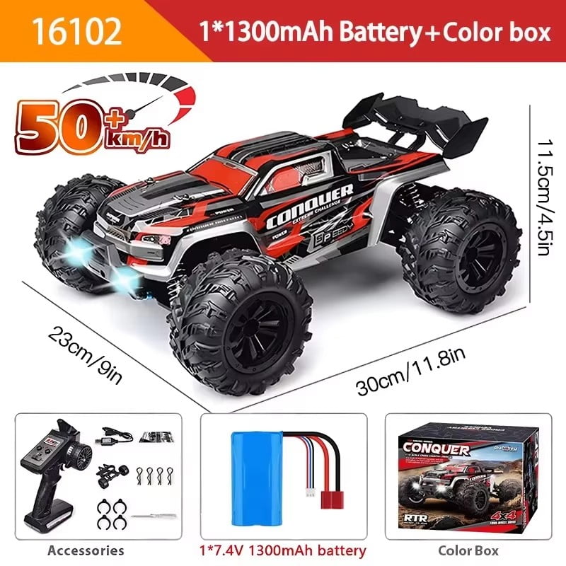 1:16 4WD RC Car 70KM/H Or 50KM/H With LED Remote Control Cars High ...