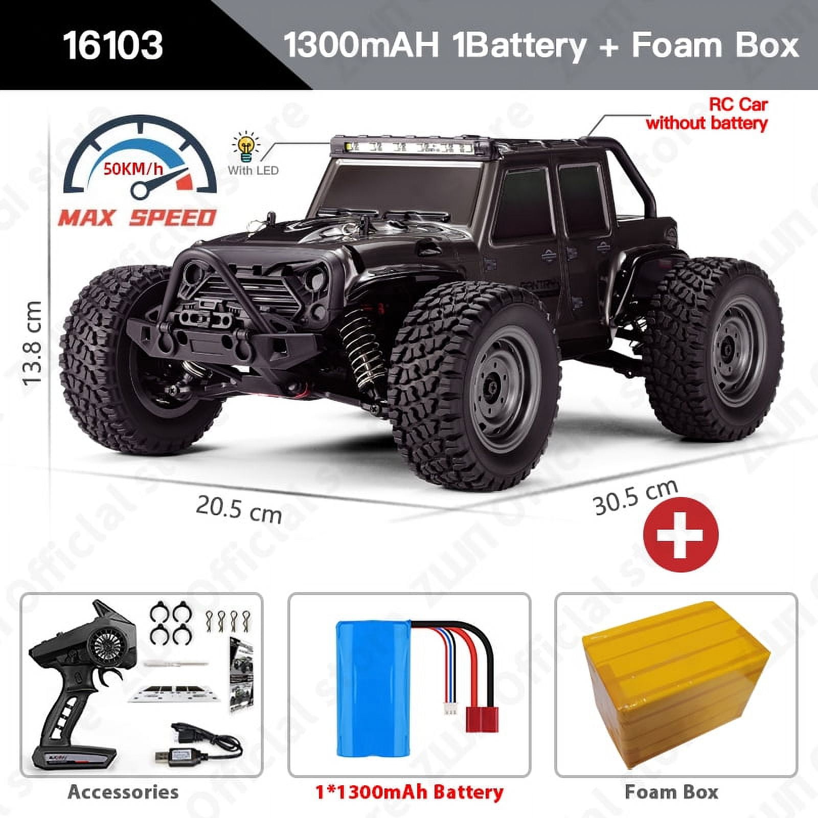1:16 70KM/H Or 50KM/H 4WD RC Car With LED Remote Control Cars High Speed Drift Monster Truck for ...