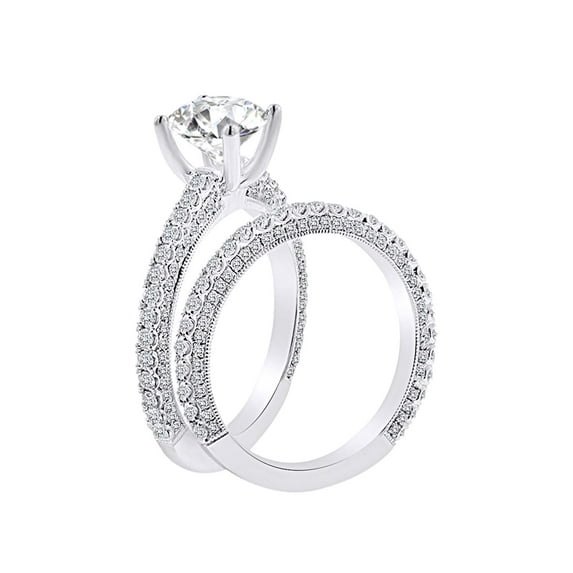 AFFY 1.16 Carat Round Shape White Natural Diamond Semi Mount Wedding ...