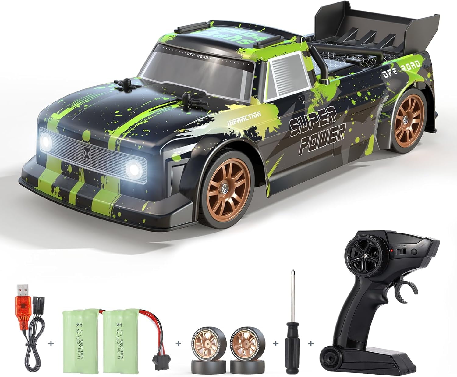 1/16 RC Drift Car, 20KM/H 4WD 2.4GHz Remote Control Car with 2 ...
