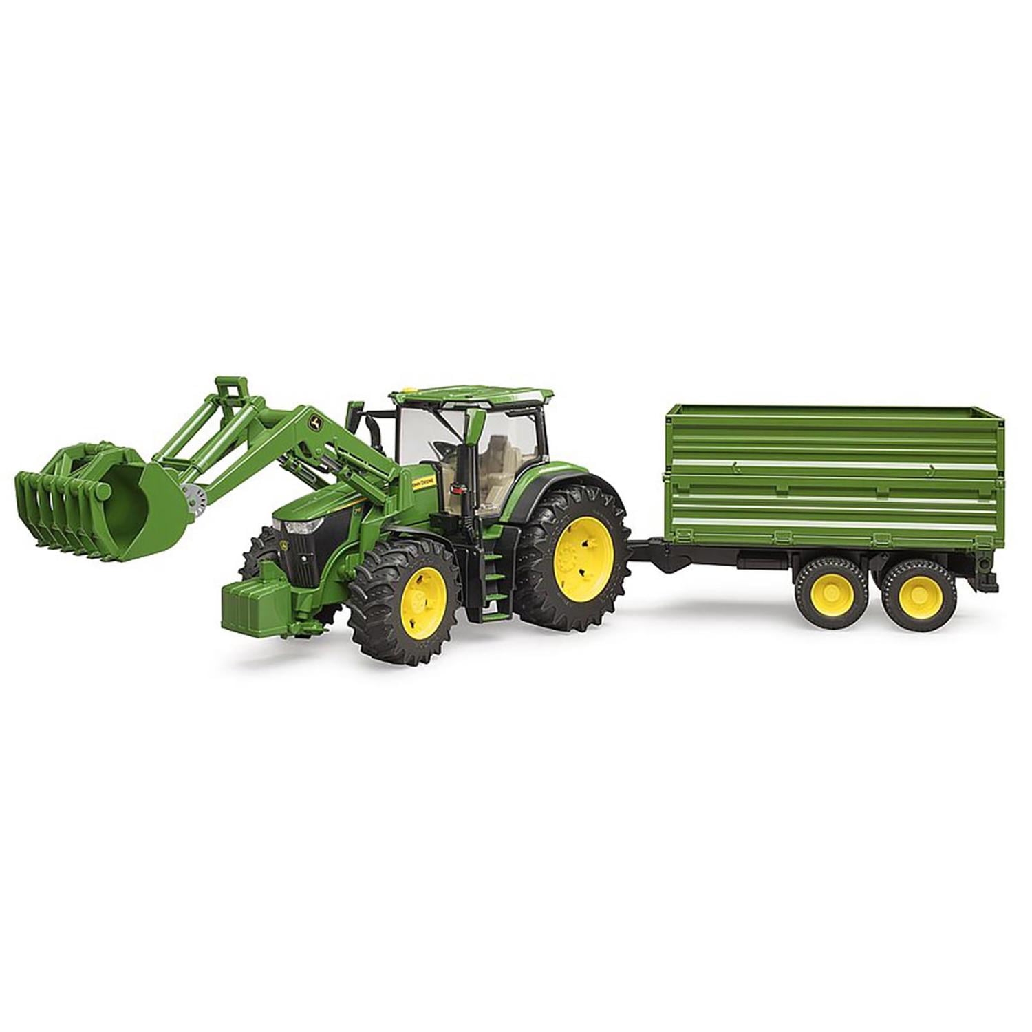 Bruder, 1/16 John Deere 7R 350 Tractor with Front Loader and Trailer ...