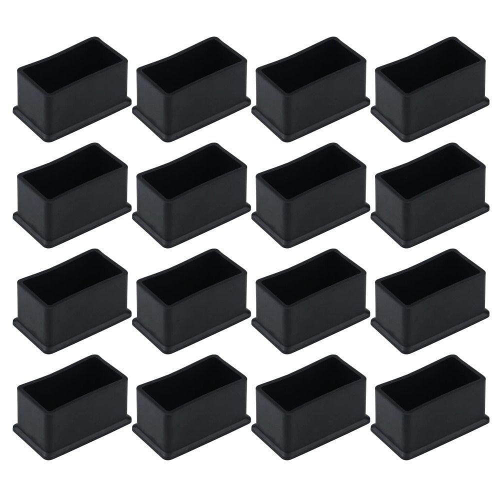 1/16 Pcs Black Rubber Rectangle Shaped PVC Furniture Leg Cover Chair ...