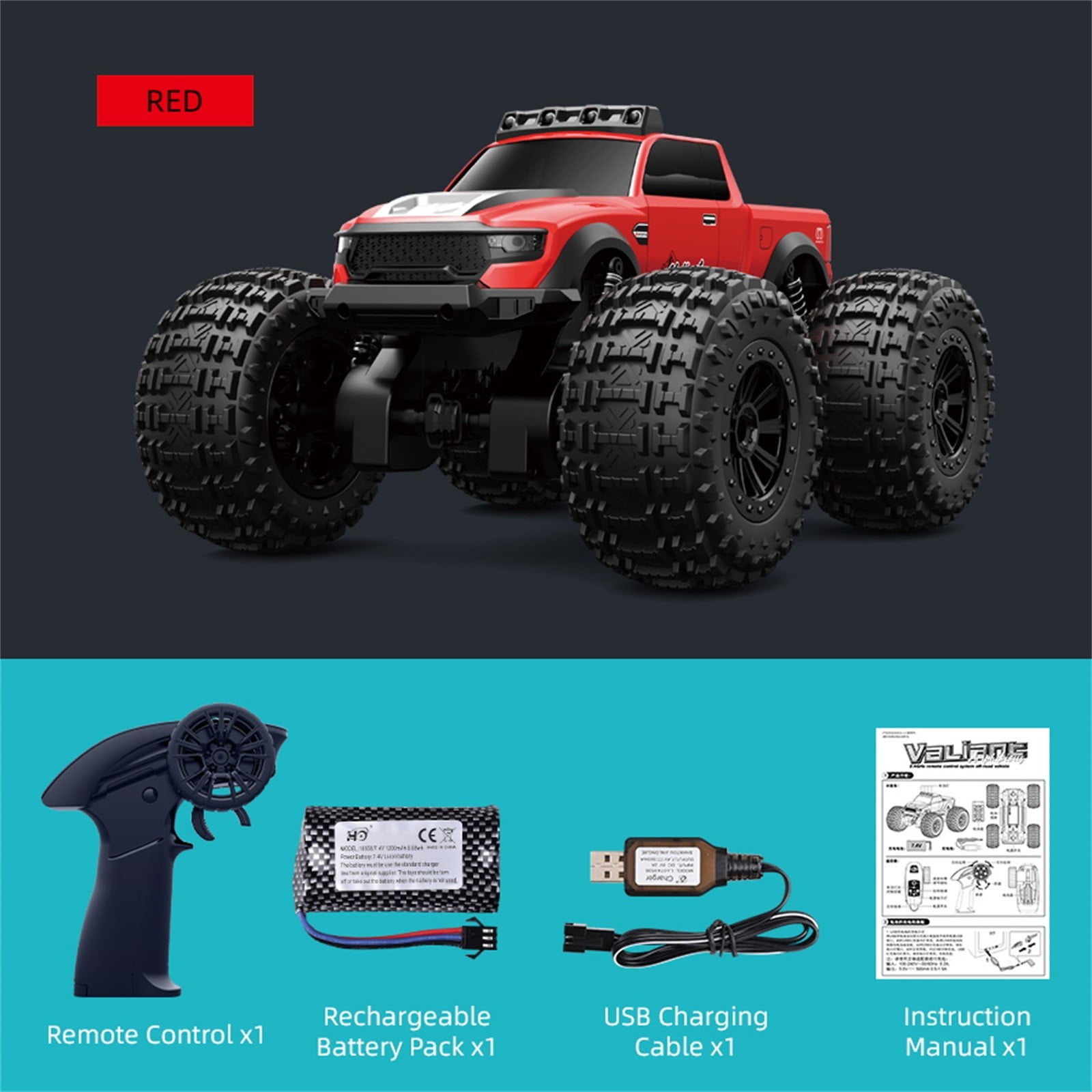 1:16 Scale Remote Control Car Off-Road Pick-up Truck 4WD Waterproof RC ...