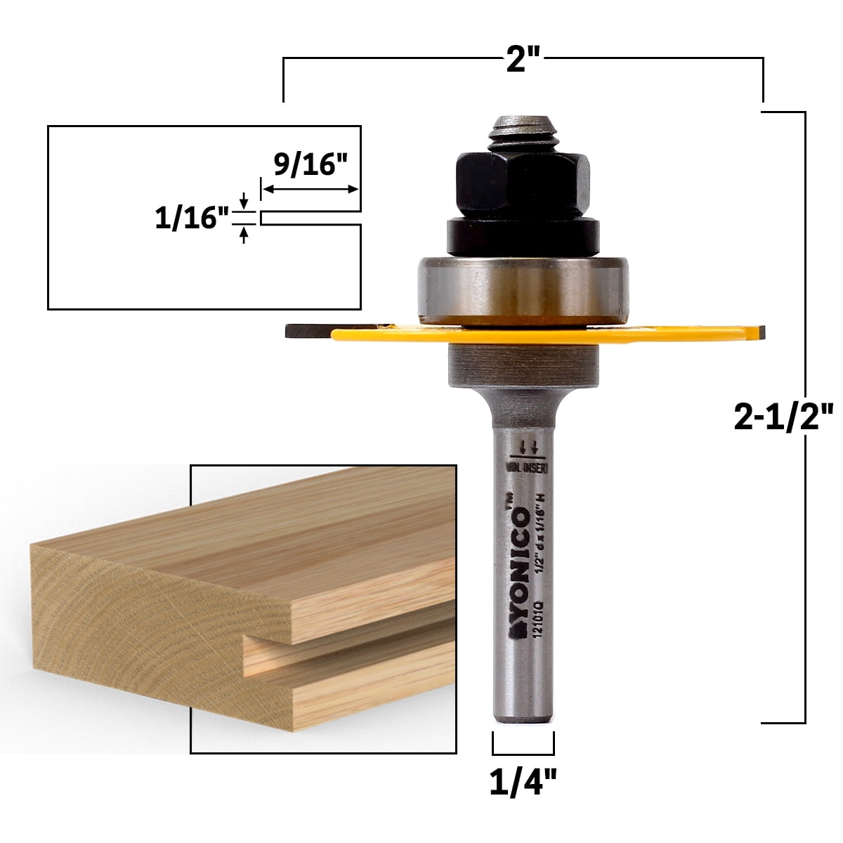 1/16" Slotting Cutter Router Bit - 1/4" Shank - Yonico 12101q - Walmart.com