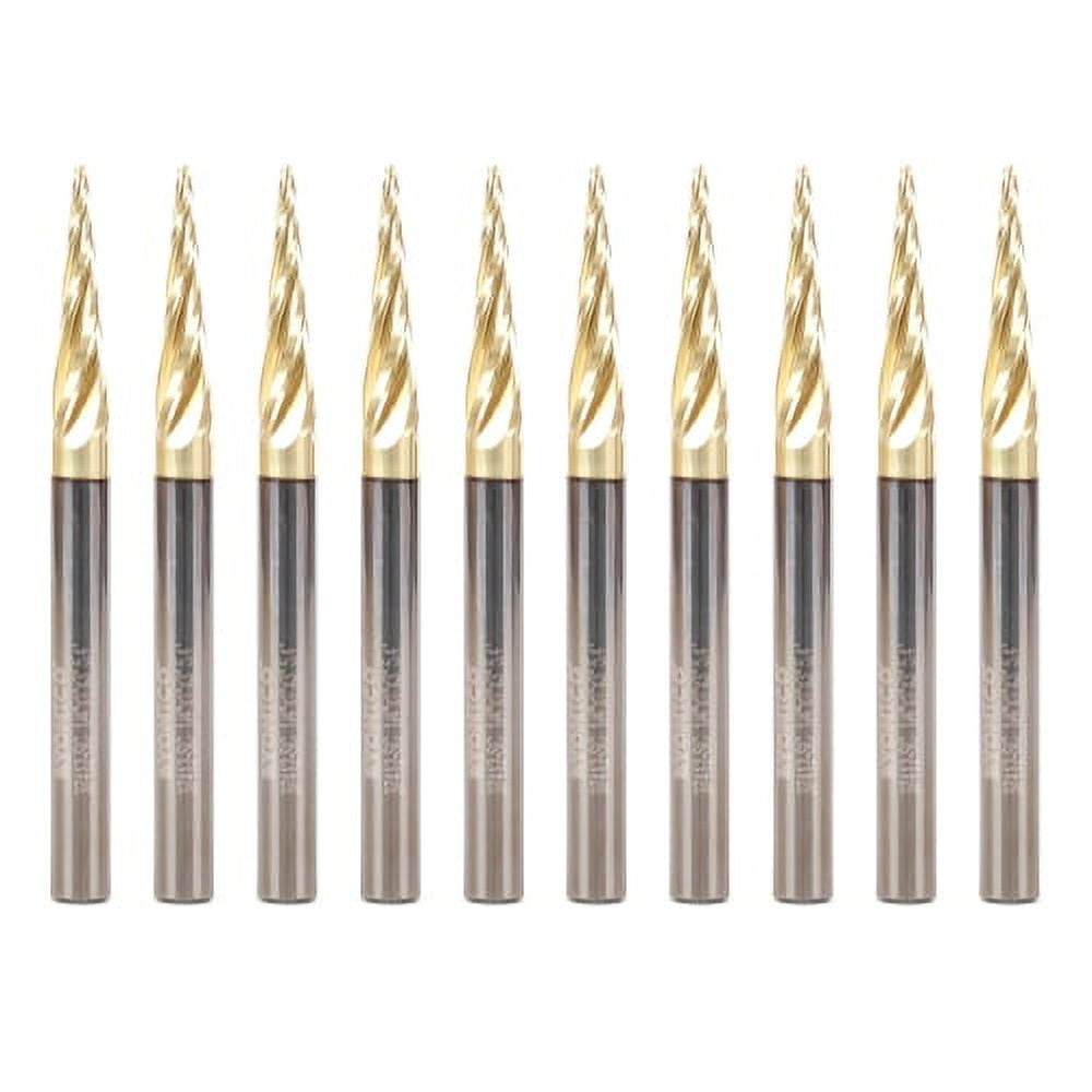 1/16" Tapered Ballnose Spiral ZRN Coated CNC Router Bit (10 Pack) - 1/4 ...