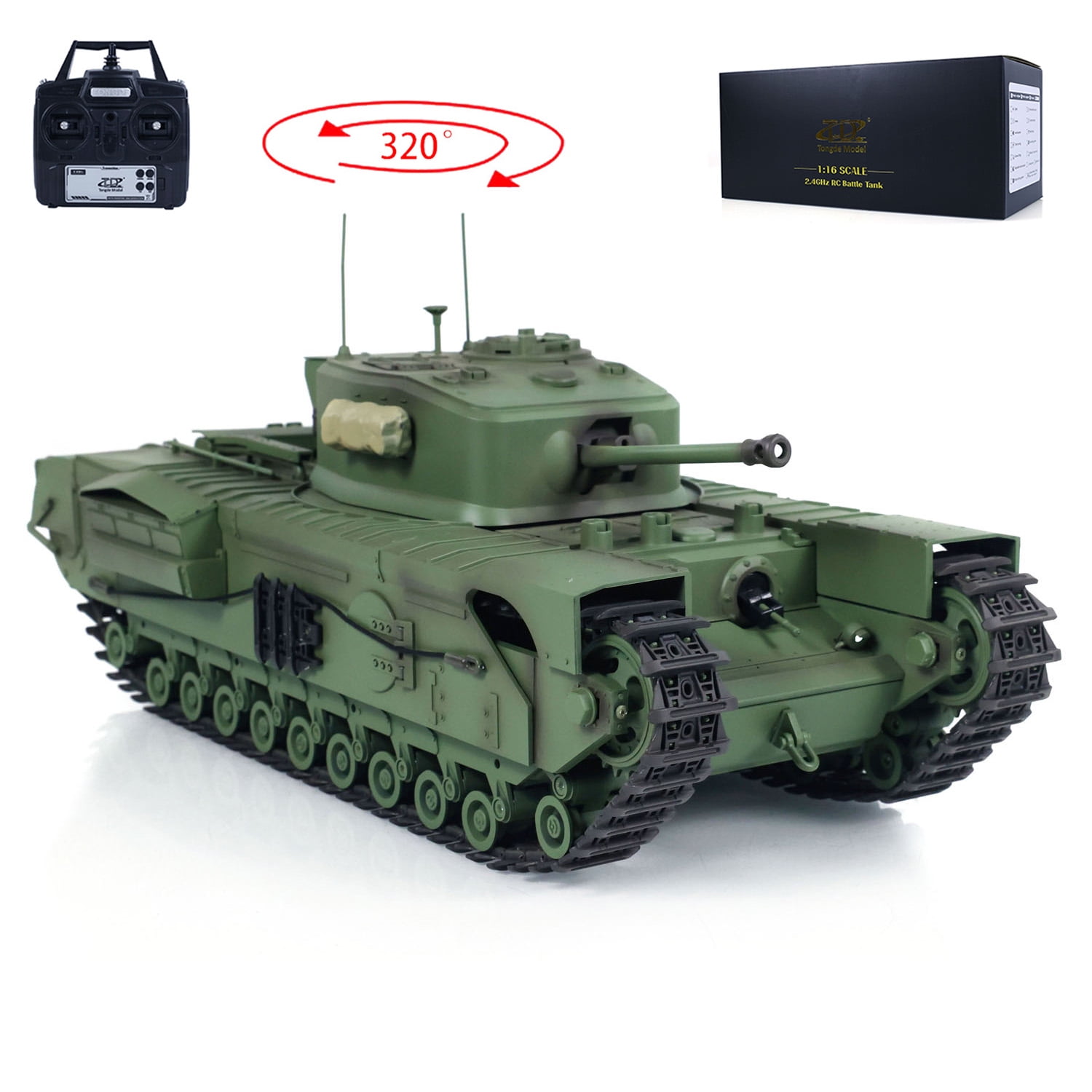 1/16 Tongde RC Tank Churchill Mk.VII Electric Infrared Battle Toys ...
