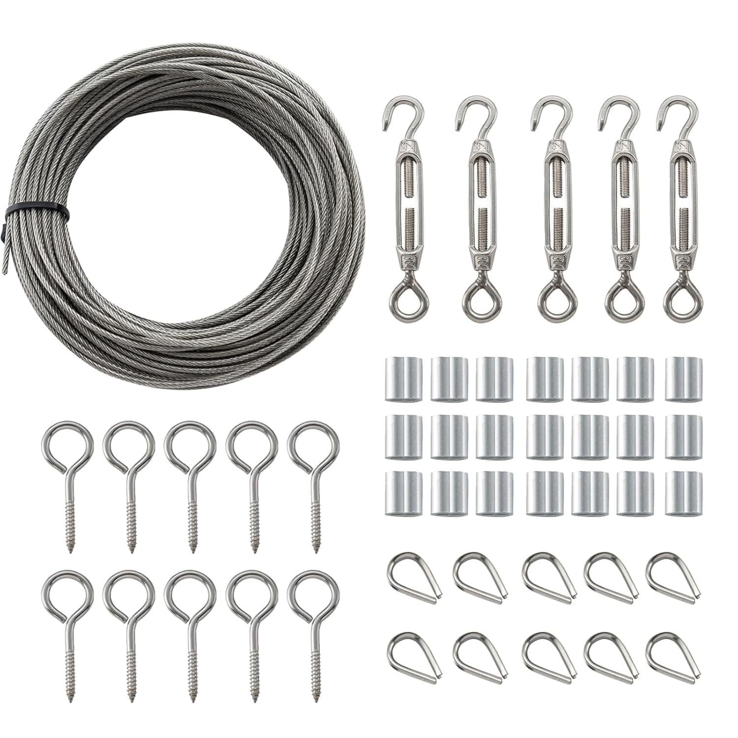 1/16 Wire Rope Kit,100FT Stainless Steel Cable Wire Rope, M5 ...