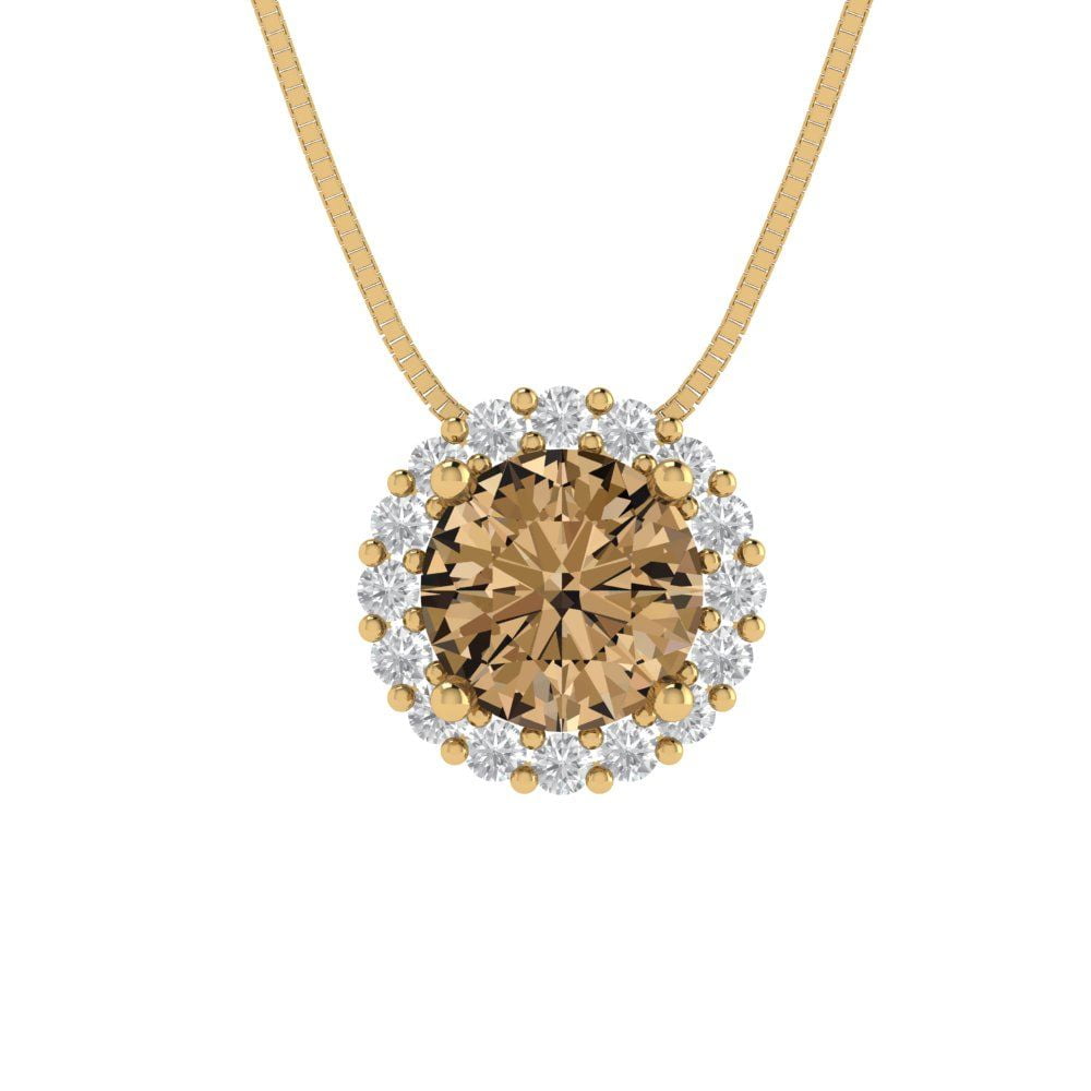 1.16 cctw Simulated Champagne Diamond Yellow Gold Plated Pendant with ...