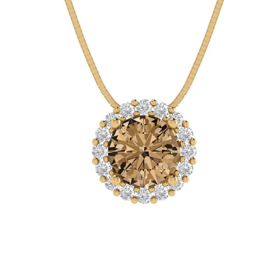 1.16 cctw Simulated Champagne Diamond Yellow Gold Plated Pendant with ...