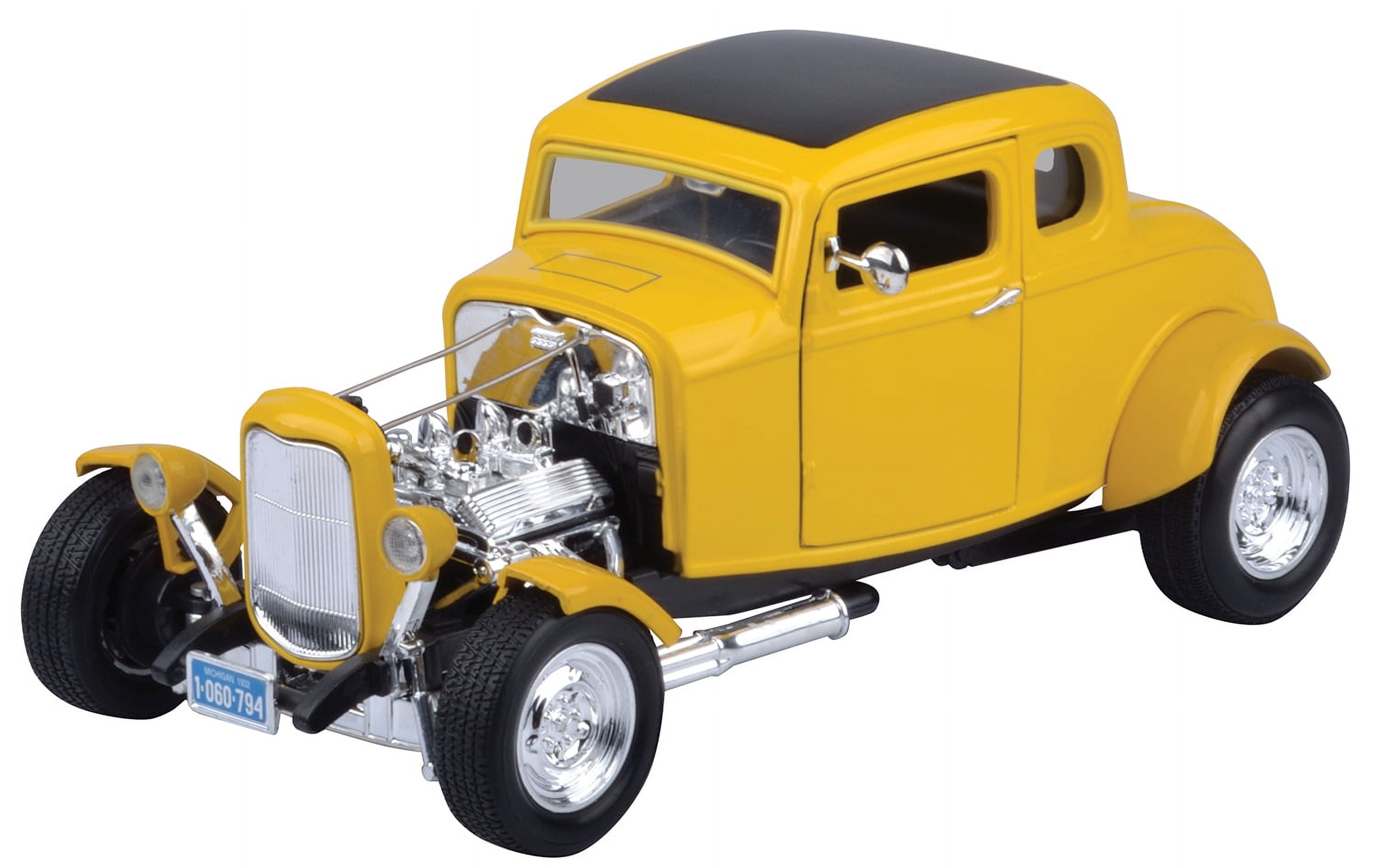 1932 Ford 5-Window Coupe Hot Rod Yellow "American Classics" Series 1/18 Diecast Model Car by ...