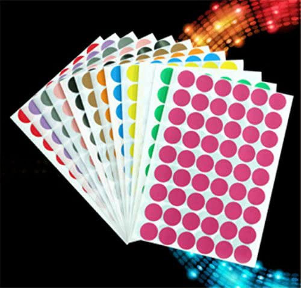 1.18" (30mm) 12 Sheet Multicolored Round Dot Adhesive Sticker Color ...