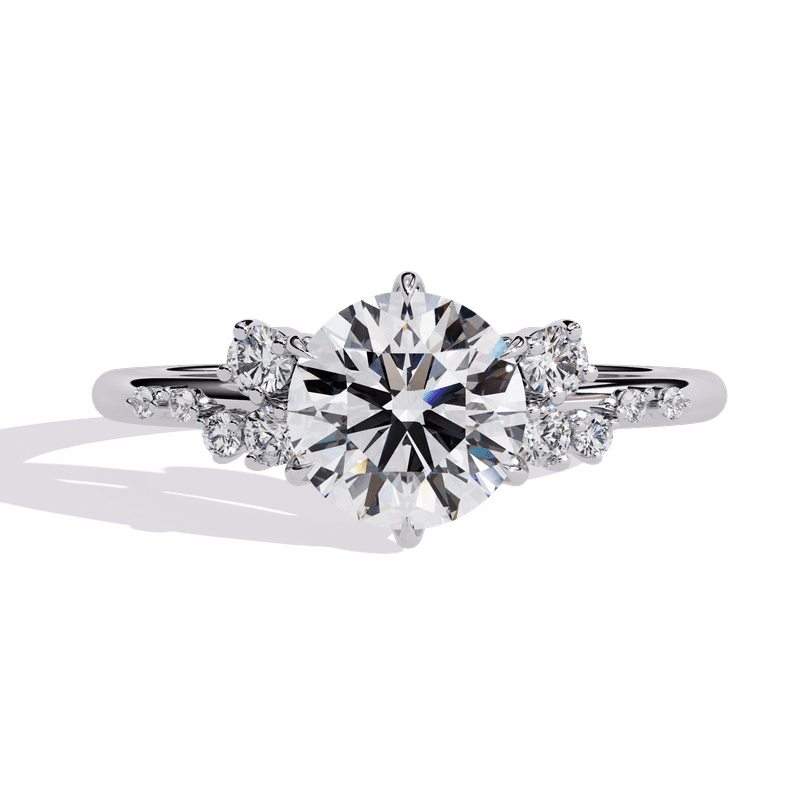 1.18 CT Round Brilliant Cut Lab Grown Diamond Solitaire Engagement Ring, Six Prongs Wedding ...