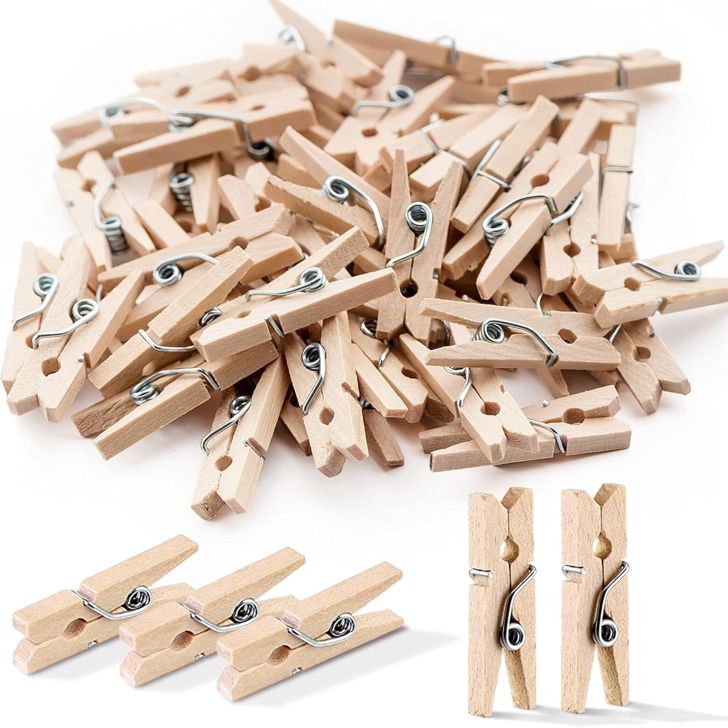 1.18 Inch 100 PCS Mini Clothes Pins for Photo, Natural Wooden Small ...