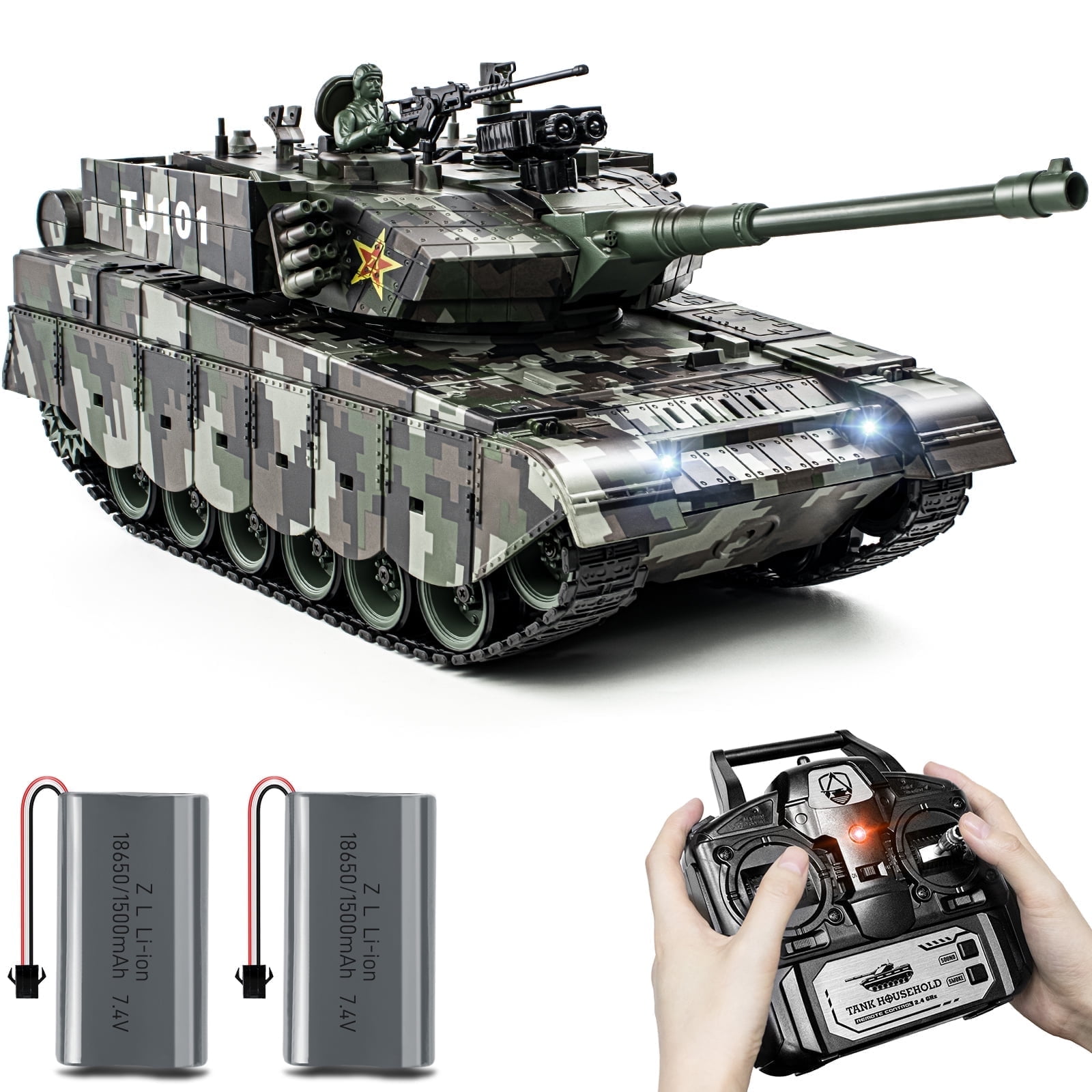 Supdex 1:18 RC Tank Chinese 99 Main Remote Control Battle Tank Army ...