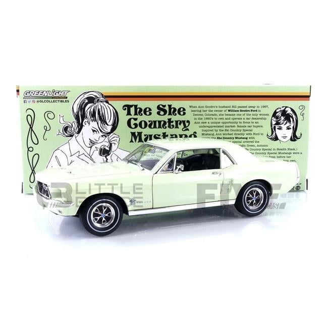 1-18 Scale 1967 Ford Mustang Coupe Limelite Green Metallic She Country ...