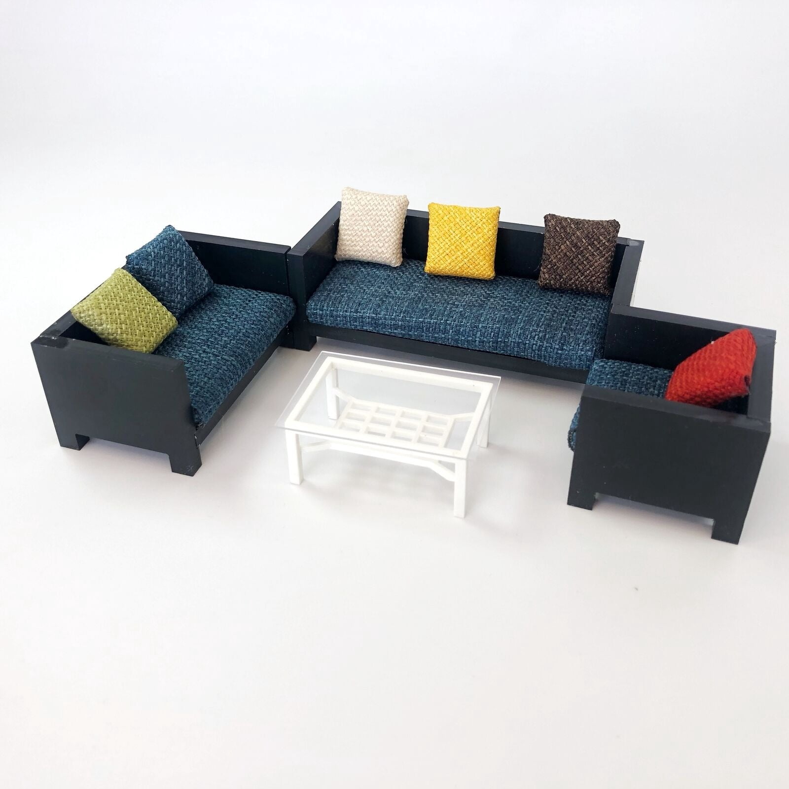 1/18 Scale Diorama Furniture Model Set Mini Sofa Table & Chairs for Car ...