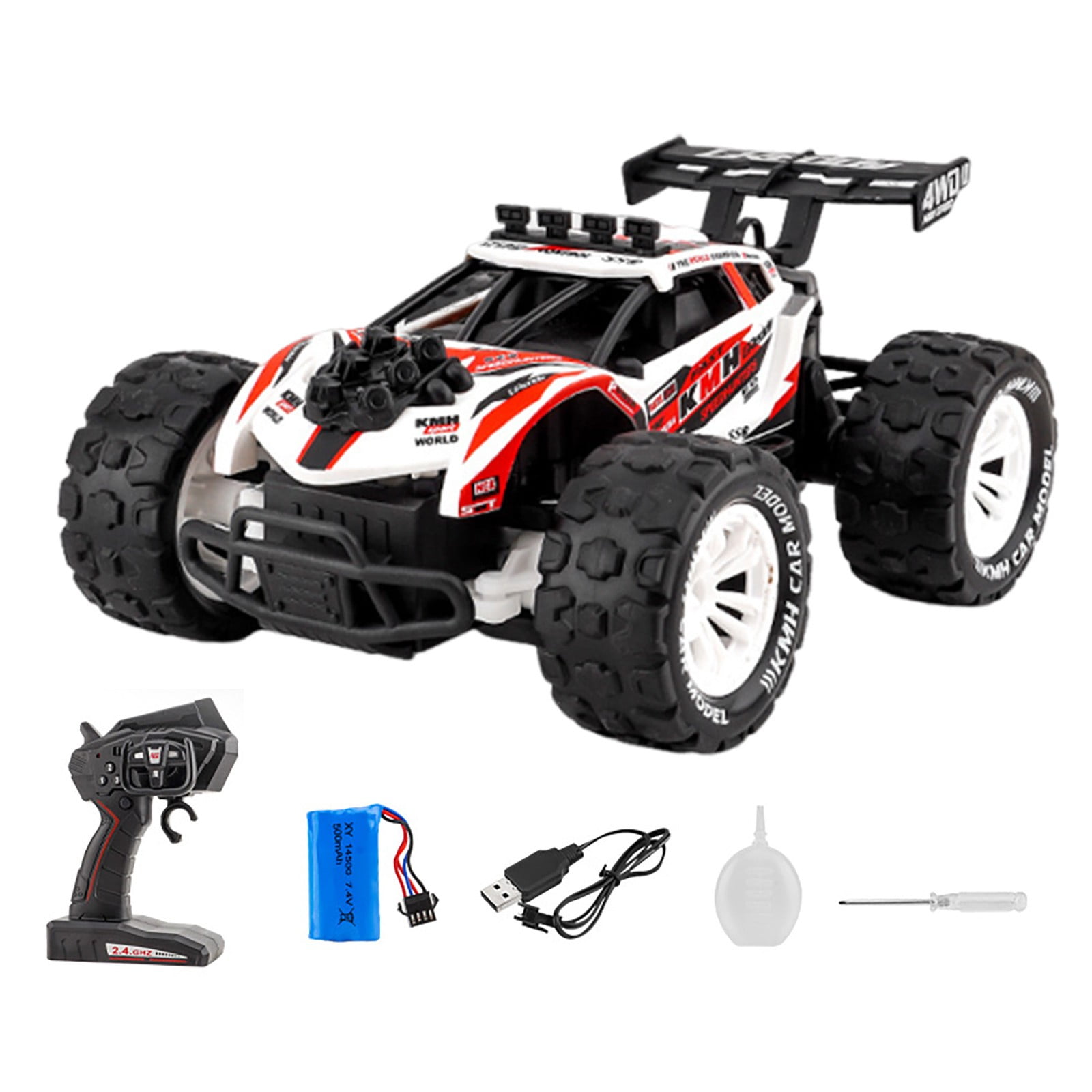 1:18 Scale High Speed 4WD Remote Control RC Car With 6 LED Lights 30+KM ...