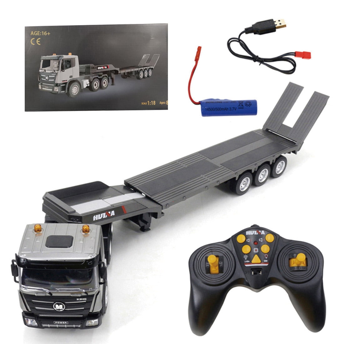 1:18 Scale RC Flatbed Trailer Model, 2.4G 9CH Construction Vehicle ...