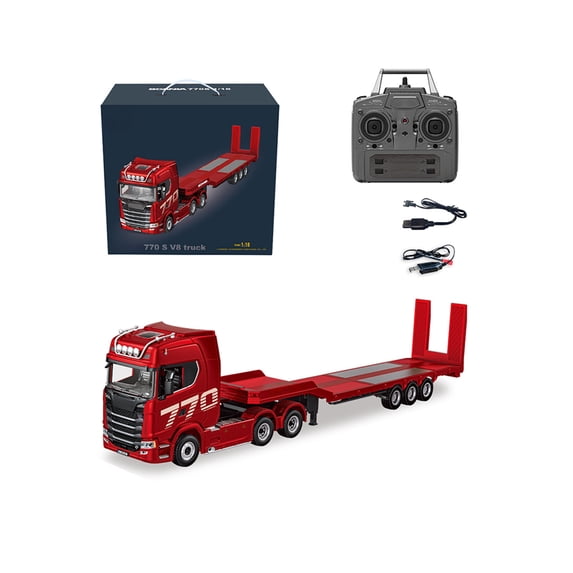 1/18 Scale RC Semi Truck with Flatbed Trailer, 6x4 Heavy Duty Tractor ...
