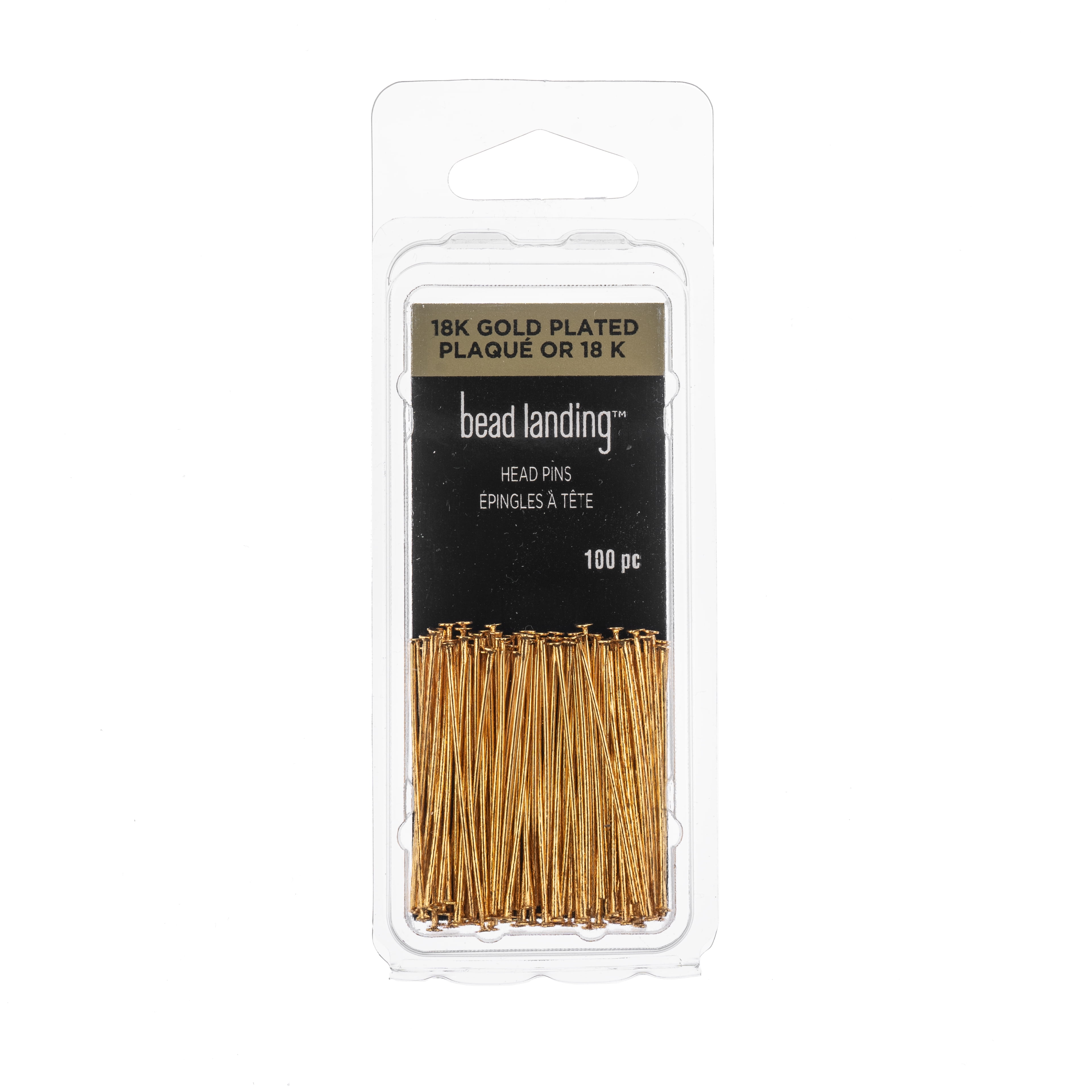 1" 18K Gold-Plated Head Pins by Bead Landing 100pc - Walmart.com