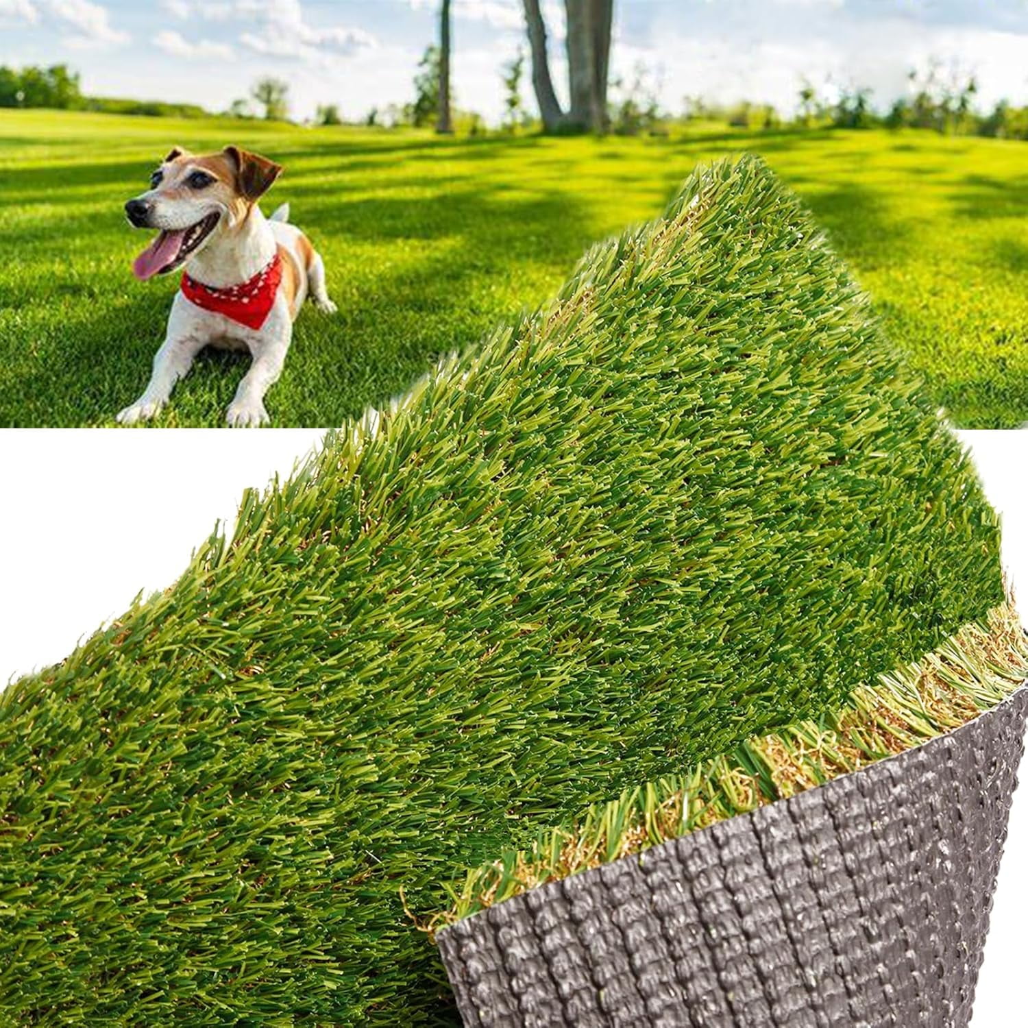 1.18inch Realistic Fake Grass Rug with Drainage 4FTX13FT Indoor Outdoor ...