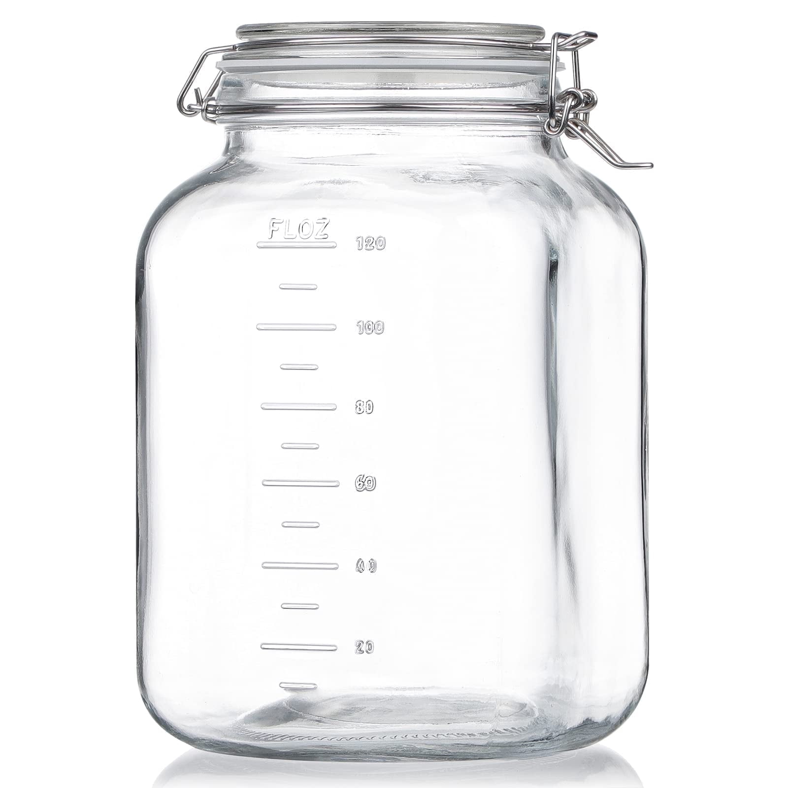 1.1Gal Syntic Gallon Glass jar with Hinged Lids, Large Food Storage ...