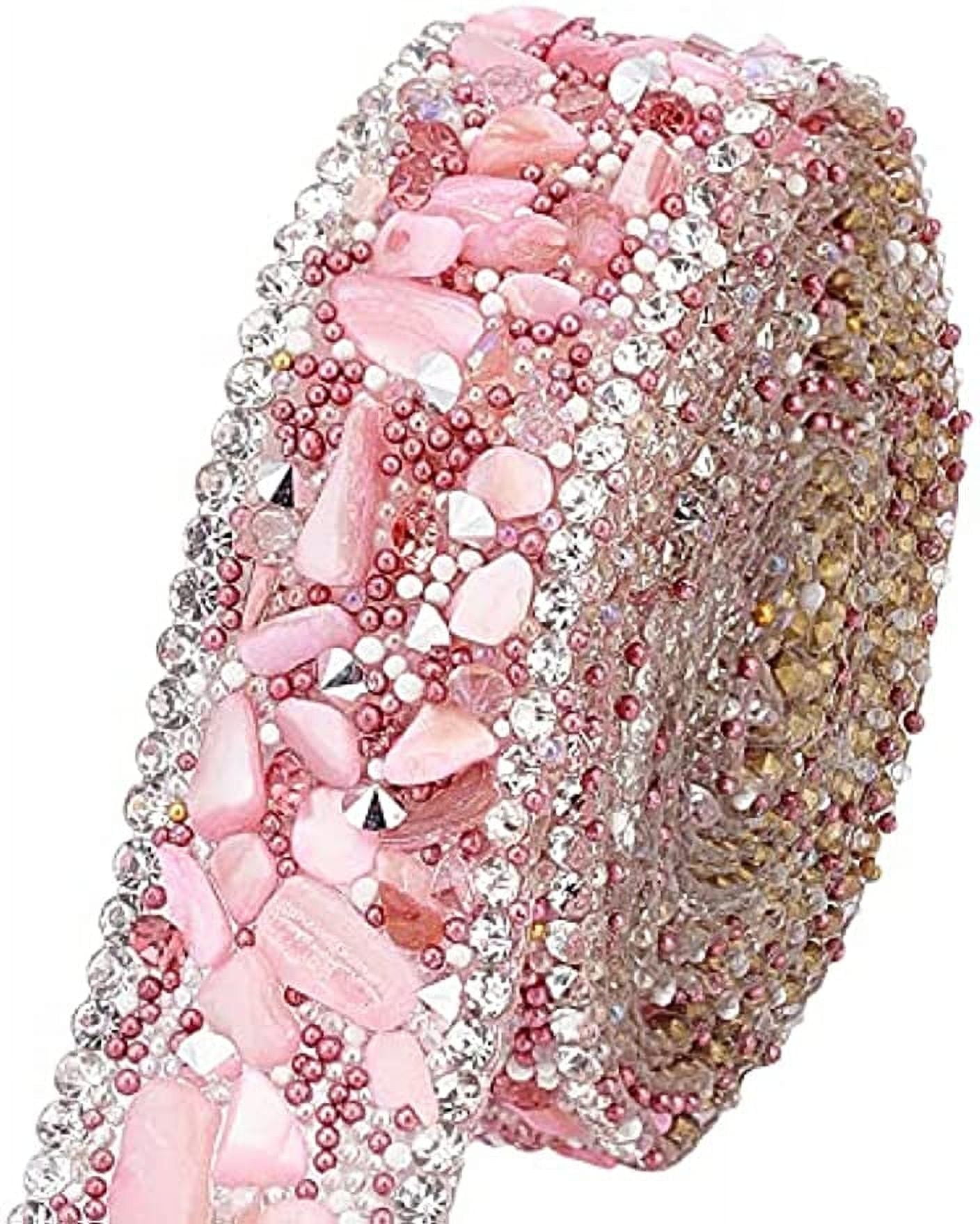 SUNNYCLUE 1.1Yard Pink Hotfix Rhinestone Trim, 0.79 Inch Wide, Jewel ...