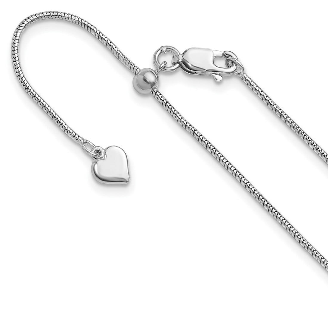 1.1mm 925 Sterling Silver Polished Lobster Claw Closure Adjustable ...