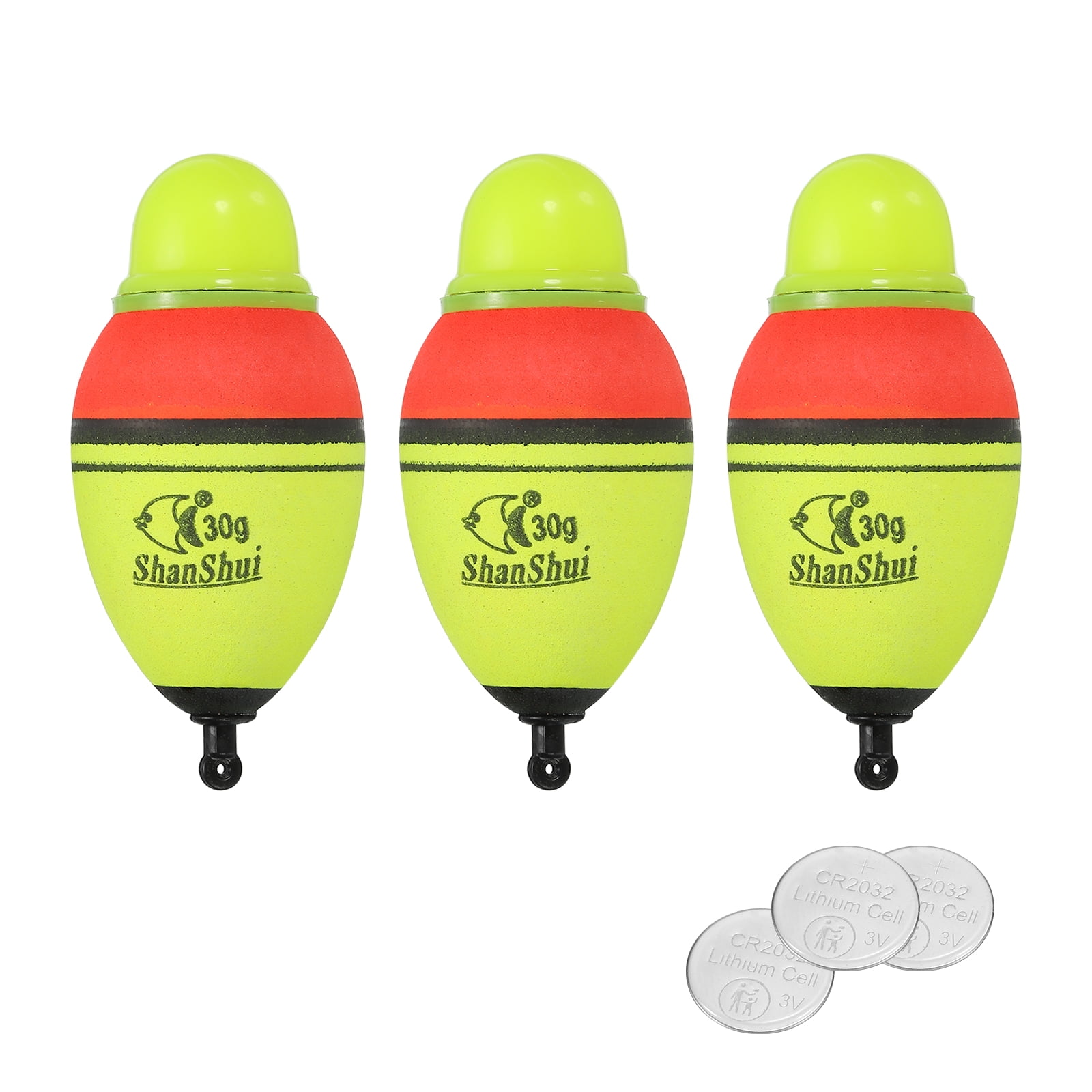 Uxcell 3Pcs 1.1oz Lighted Fishing Slip Bobbers EVA Light Up Fishing ...